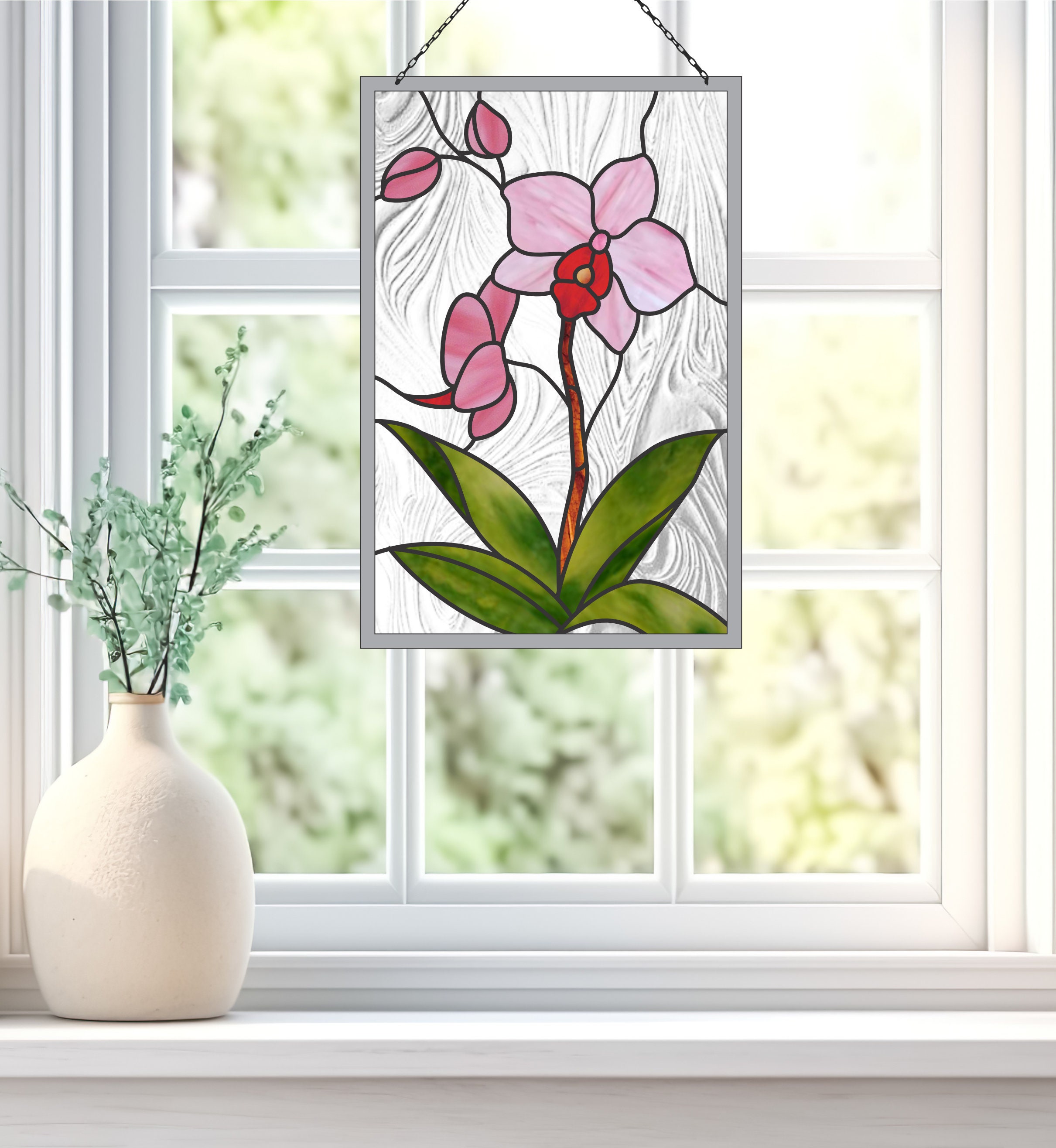 Orchid Stained Glass Pattern Digital PDF File for Instant Download ...