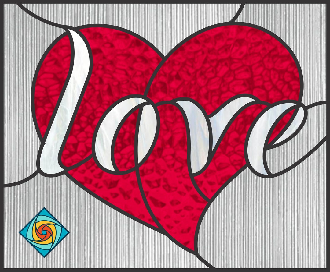 Heart Valentines Stained Glass Pattern - Beginners Level - Digital PDF ...