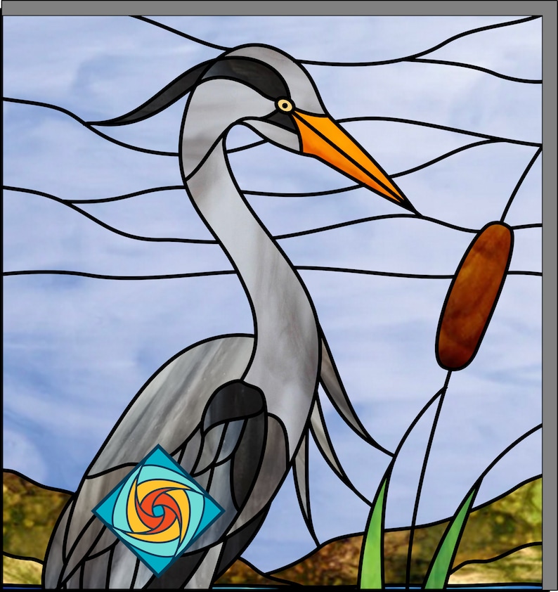 Heron Stained Glass Pattern .PDF File to Download Advanced Level Birds ...