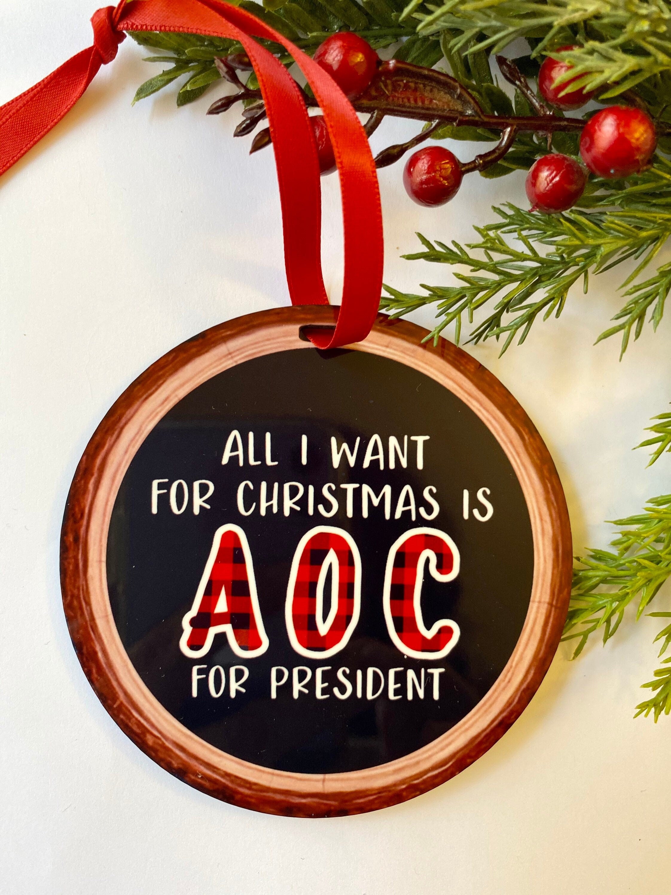 AOC Christmas Ornament/ All I Want for Christmas is AOC for - Etsy