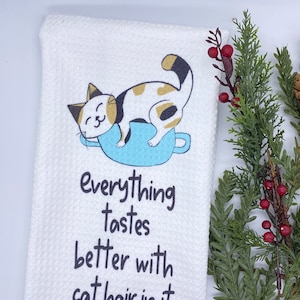 Cat Kitchen Towel. Cat Kitchen Decor. Kitty Kitchen Tea Towel. Cat ...