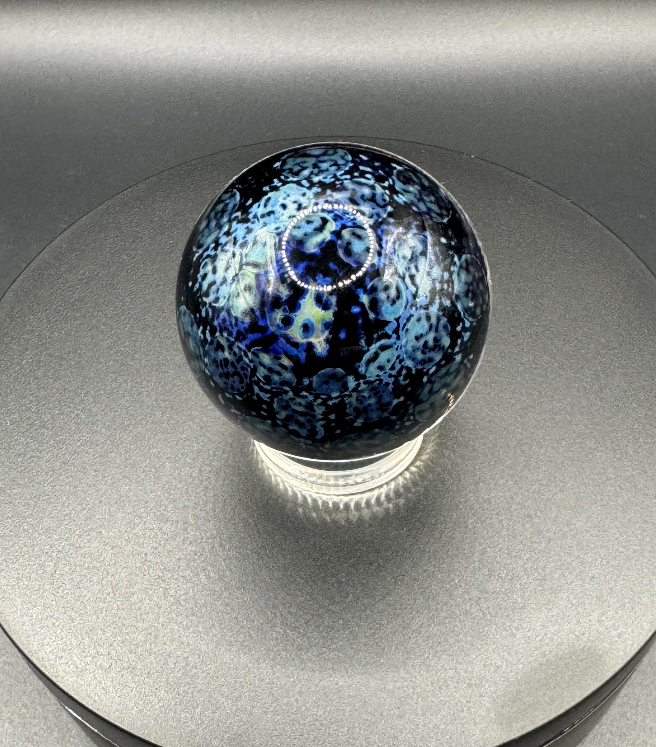 Blue Twisted Dichroic Borosilicate Glass Marble With Frit Back Fathers ...
