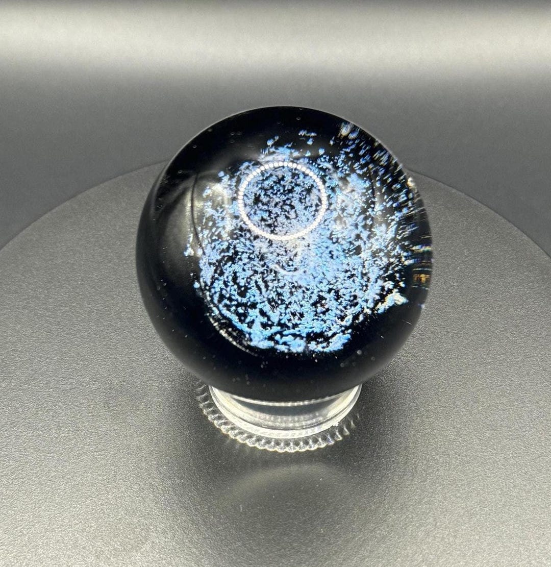 Blue Dichroic Glass Art Marble: Handmade Borosilicate Gift (1.7") - Etsy