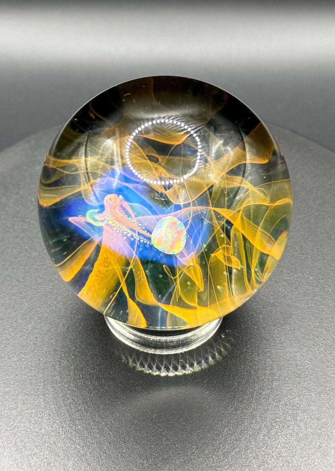 24k Gold and Pure Silver Fumed Borosilicate Contemporary Marble With ...