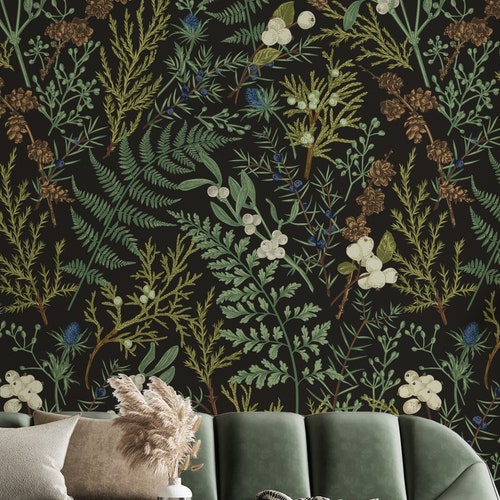 Black Floral Peel and Stick Wallpaper Floral Removable - Etsy