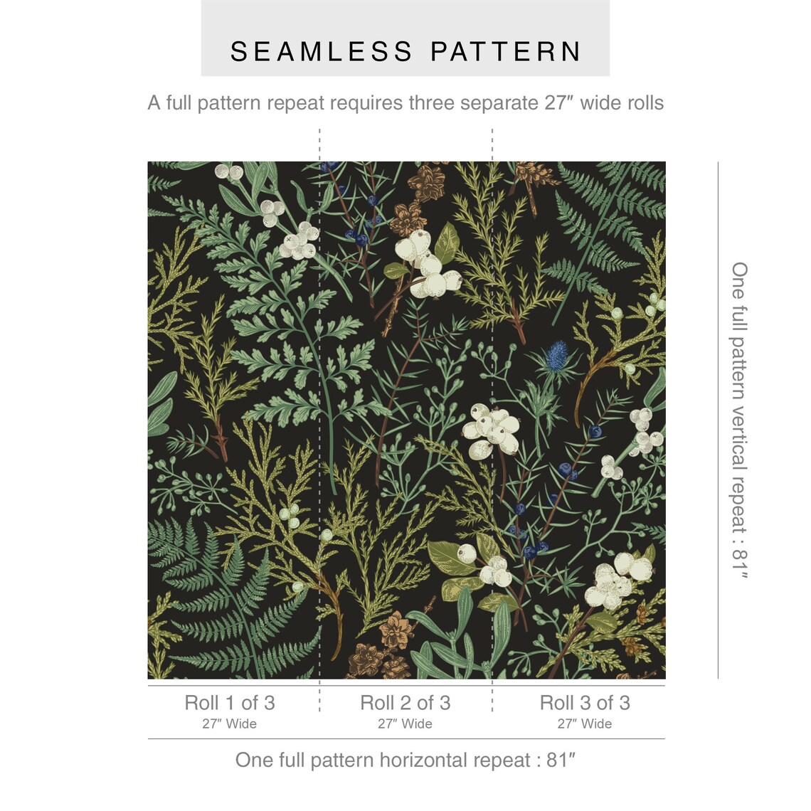 Black Floral Peel and Stick Wallpaper Floral Removable - Etsy