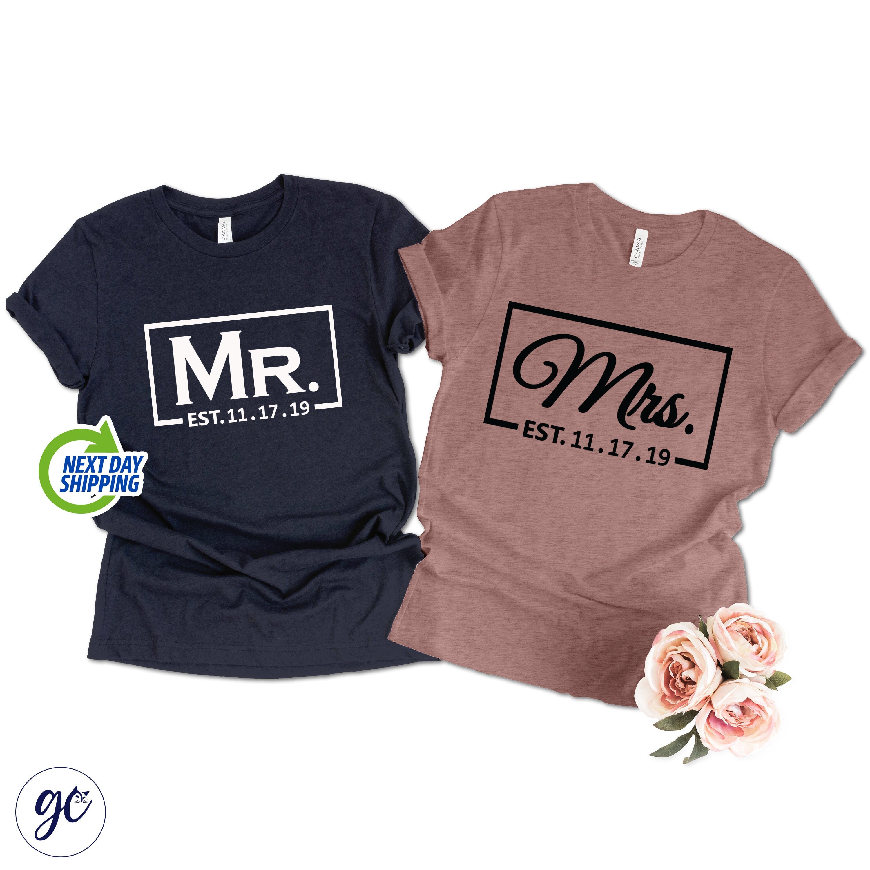 Mr And Mrs Shirt Just Married T Shirts Wedding Tshirt Hubby Etsy España
