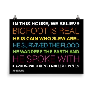 In This House We Believe - Cain Bigfoot Poster - Etsy