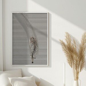 Captivating Zebra Optical Illusion Art Print - Mesmerizing Black ...
