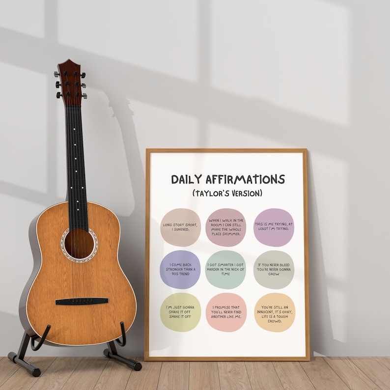 Daily AFFIRMATIONS in Tay Tay Lyrics: Inspiring Earthy Poster Digital Tay Tay Print for Fan ...