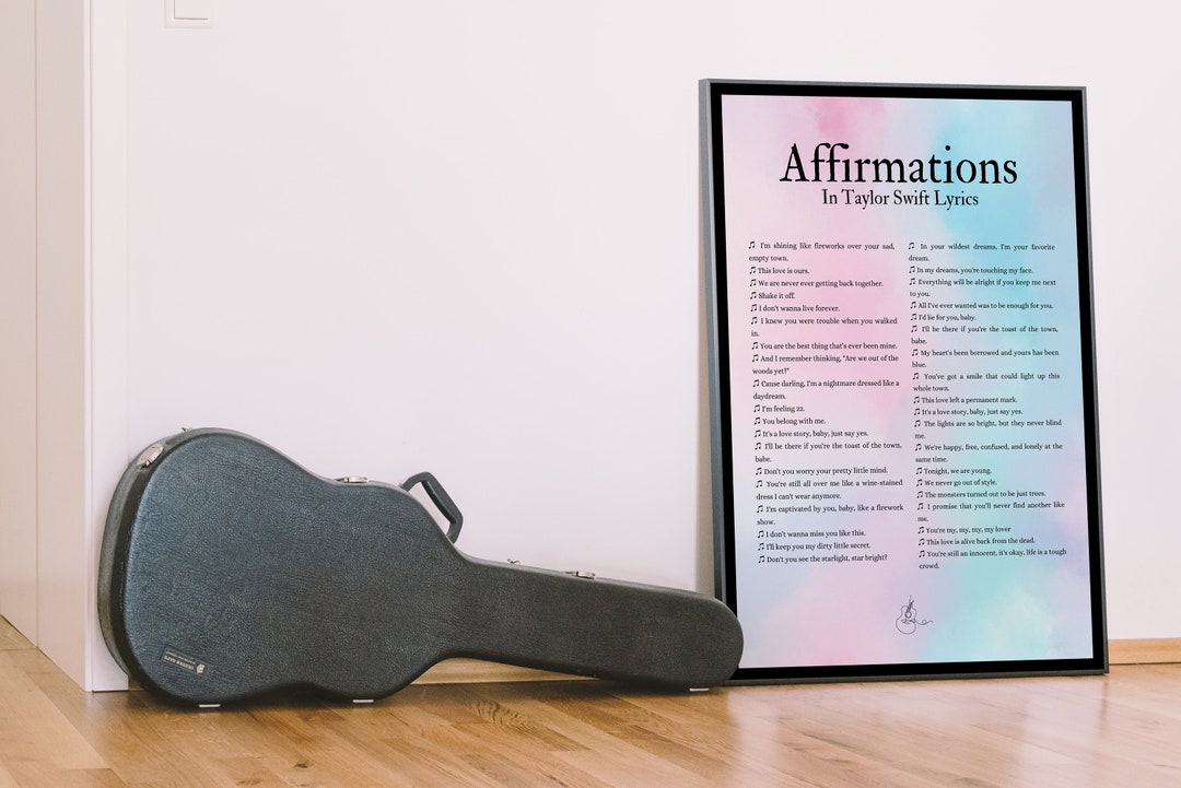 AFFIRMATIONS in Tay Tay Lyrics: Inspiring Clouds Poster | Digital Tay Tay Print for Fan Girls - Etsy
