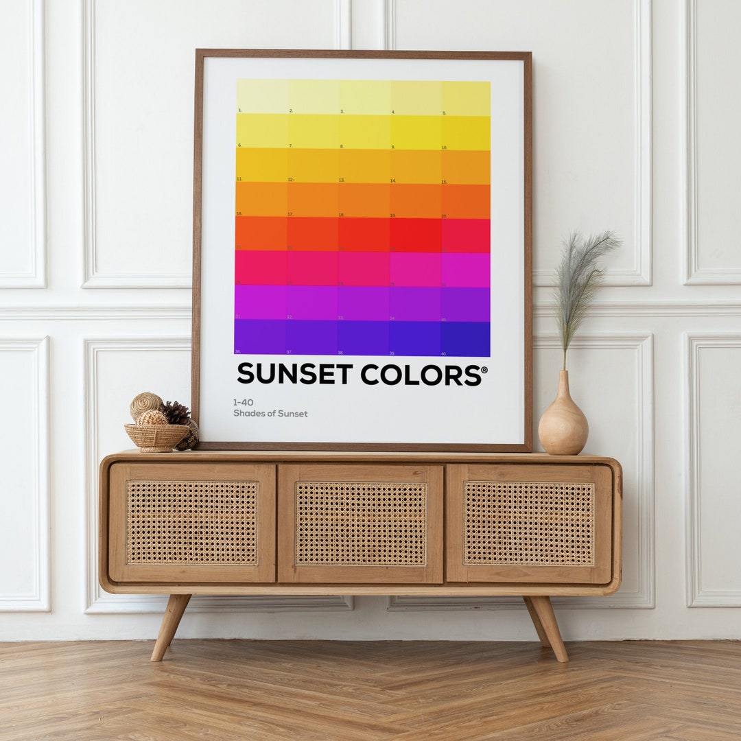 Colors of the Sunset Chart | Pantone Style Sunset Lover Print | Sunset ...