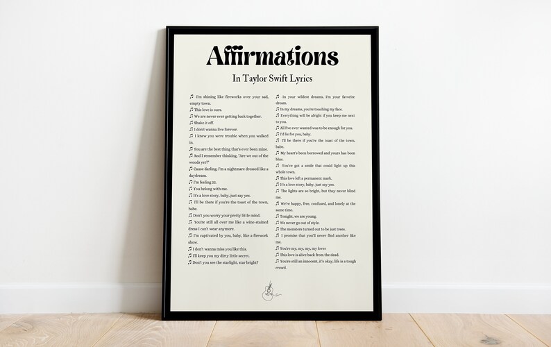 Tay Tay Lyric Trilogy: I Love You, Affirmations, and Life Lessons | Digital Poster Set of 3 for ...