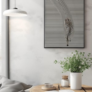 Captivating Zebra Optical Illusion Art Print - Mesmerizing Black ...