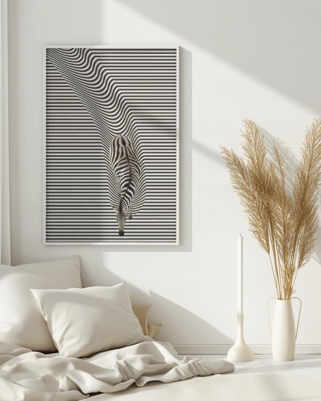 Captivating Zebra Optical Illusion Art Print - Mesmerizing Black ...