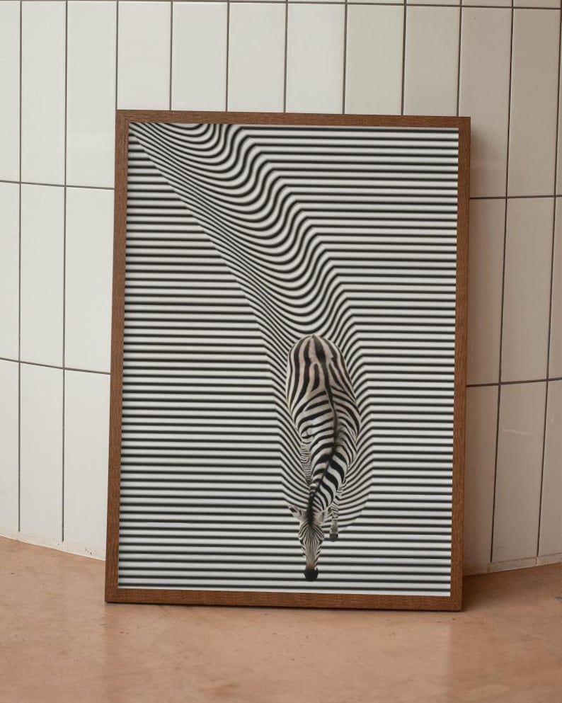 Captivating Zebra Optical Illusion Art Print - Mesmerizing Black ...