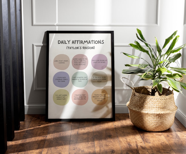Daily AFFIRMATIONS in Tay Tay Lyrics: Inspiring Earthy Poster | Digital ...