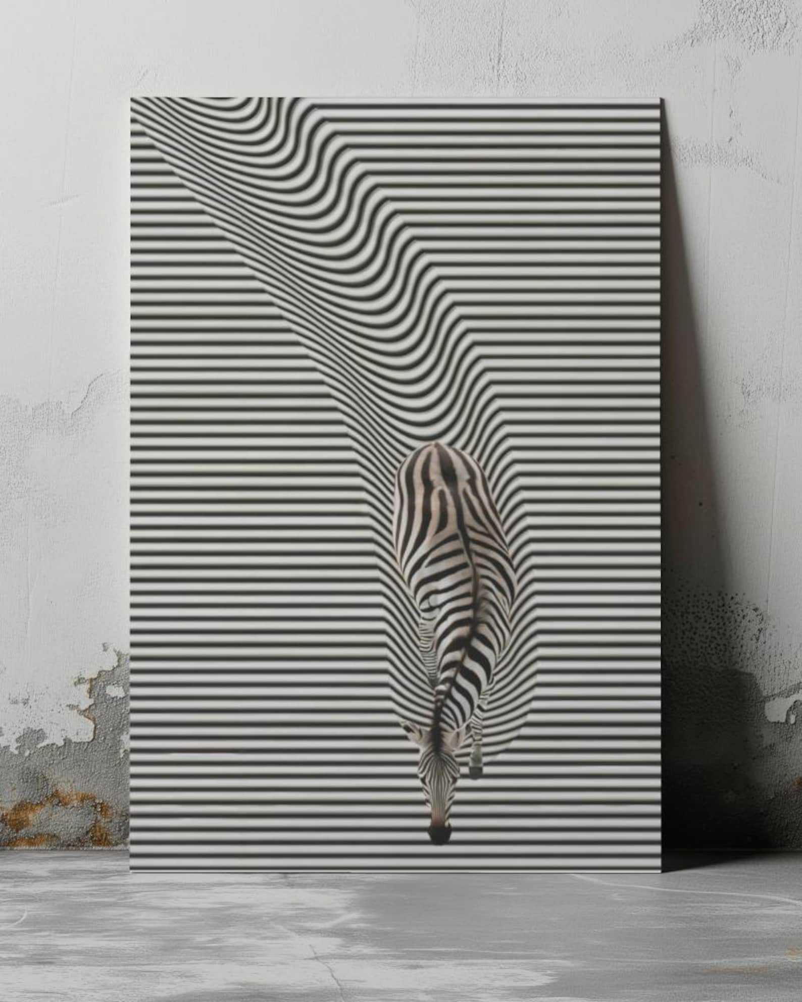 Captivating Zebra Optical Illusion Art Print Mesmerizing Black & White ...