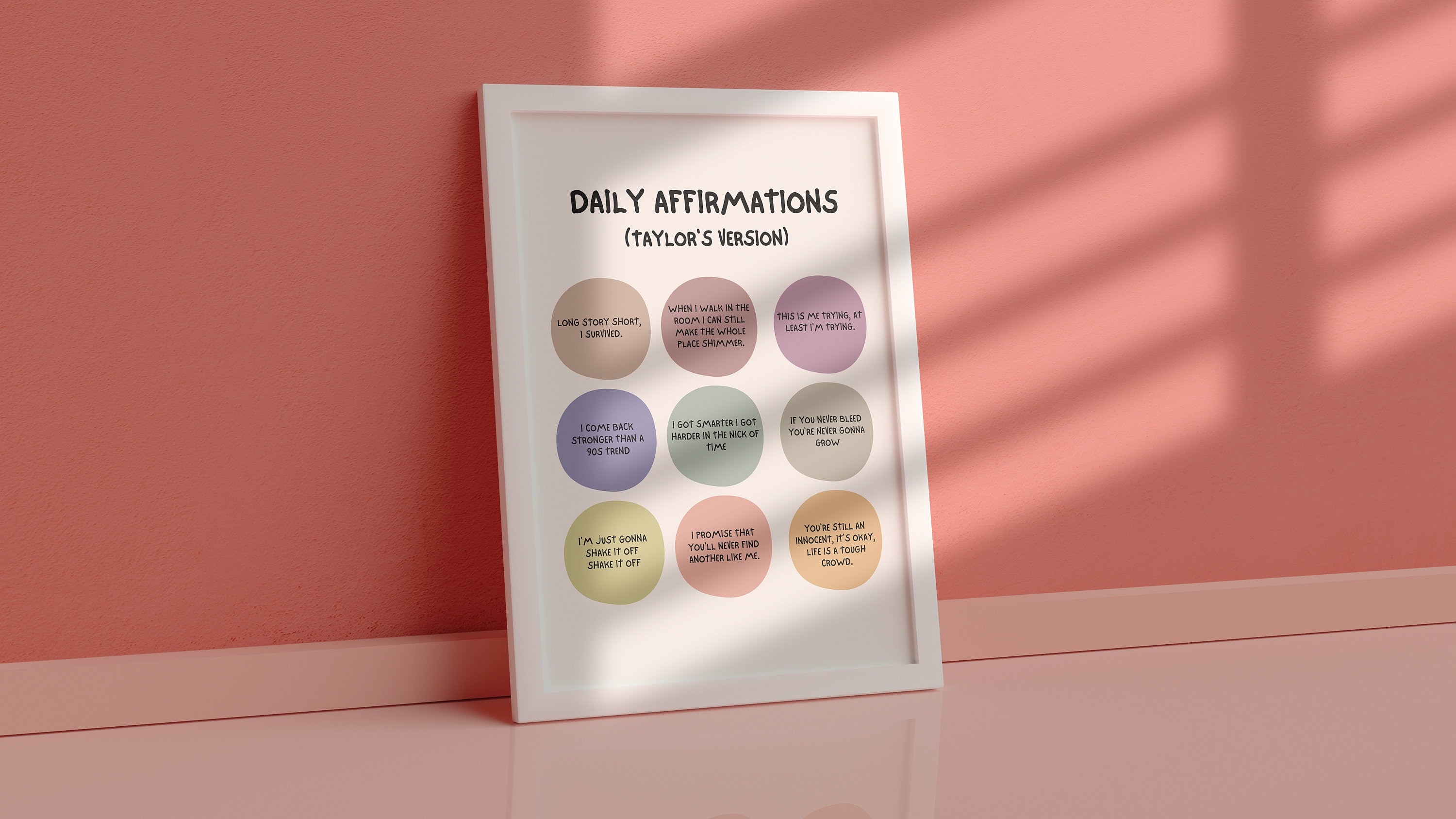 Daily AFFIRMATIONS in Tay Tay Lyrics: Inspiring Earthy Poster Digital Tay Tay Print for Fan ...
