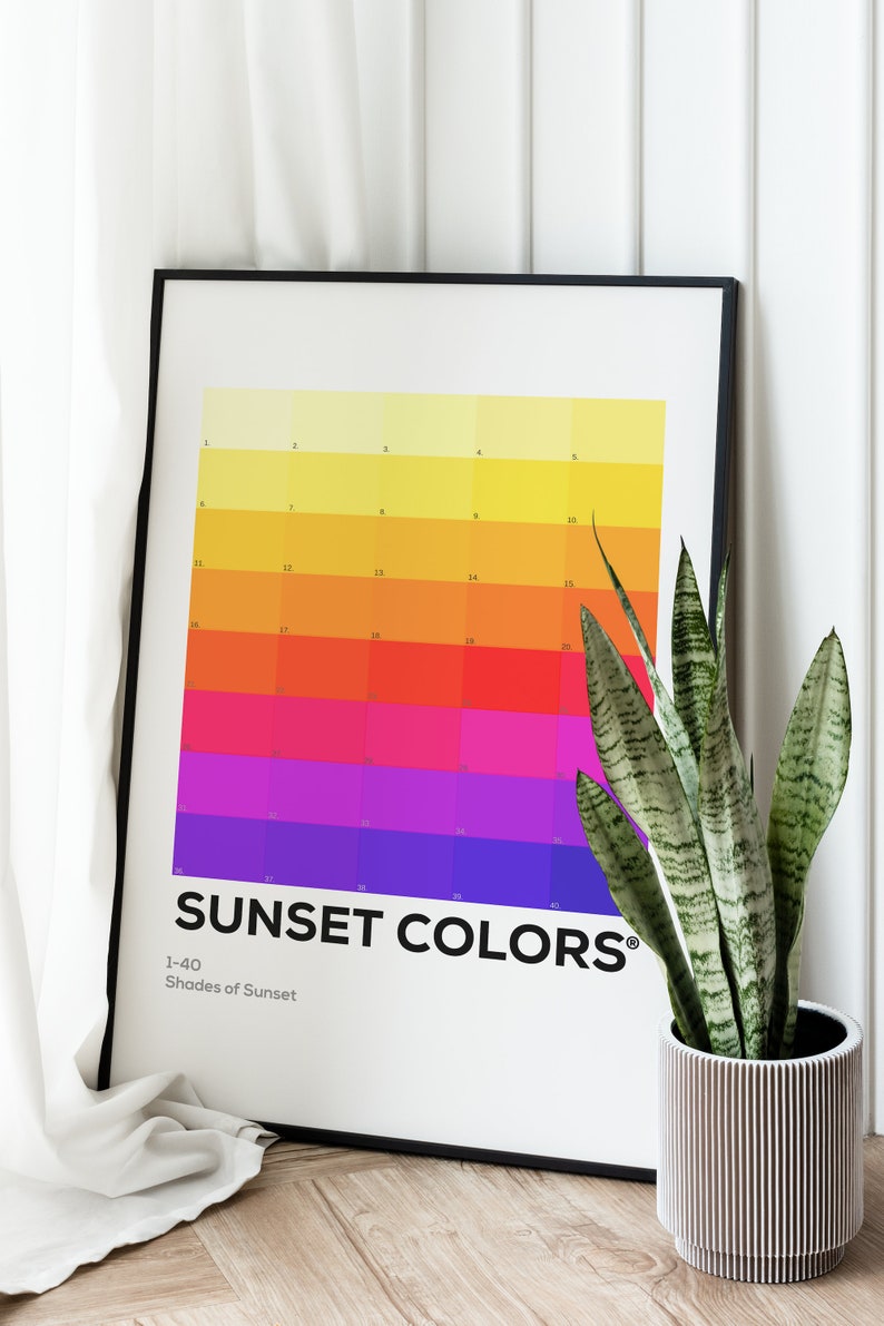 Colors of the Sunset Chart | Pantone Style Sunset Lover Print | Sunset ...