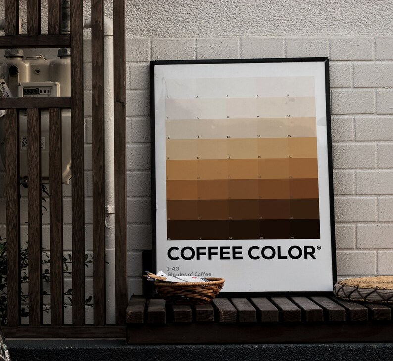 Coffee Color Chart Pantone Style Coffee Lover Print Coffee Themed ...