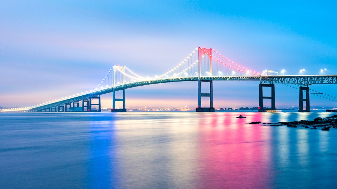 Newport Pell Bridge in Red, White and Blue - Etsy