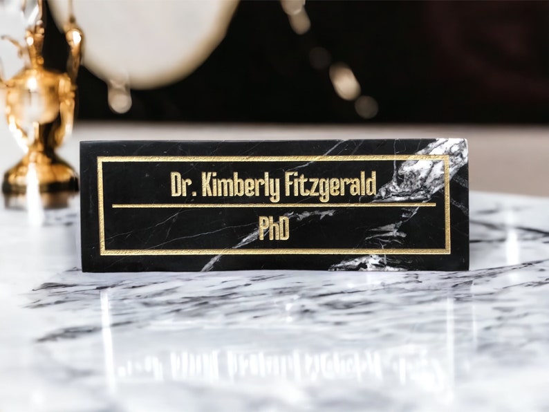 Personalized Marble Desk Name Plate: Engraved Office Decor - Etsy