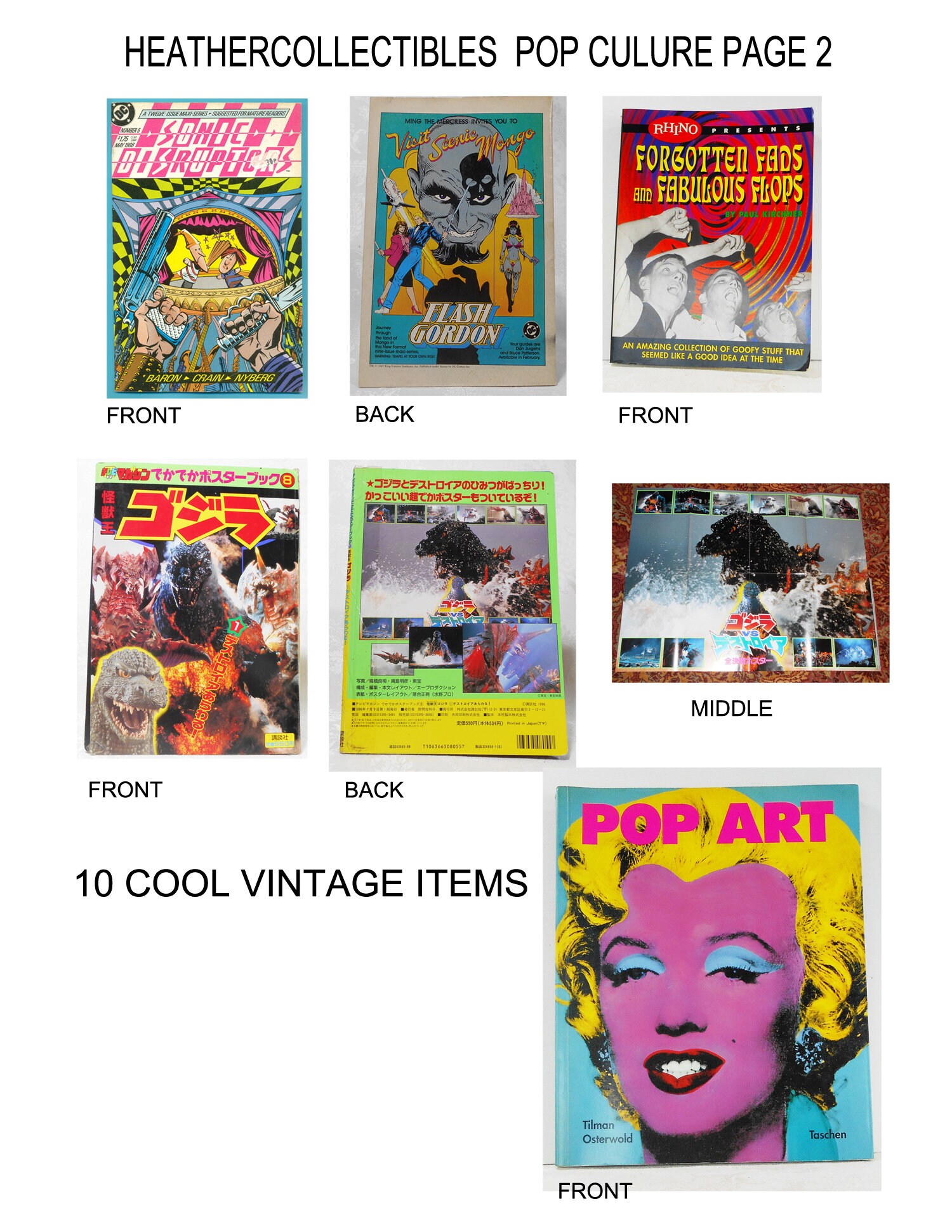 POP ART Vintage Books 10 Cool Retro Pop Culture Items Art - Etsy