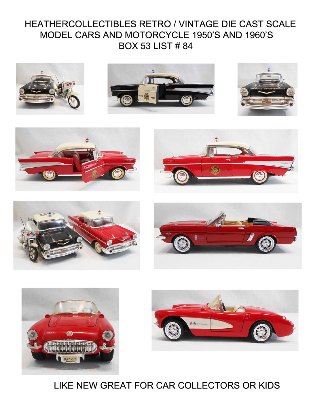 Vintage Scale Model Cars, Die Cast Model, 57 Chev Bel Air Police Car ...