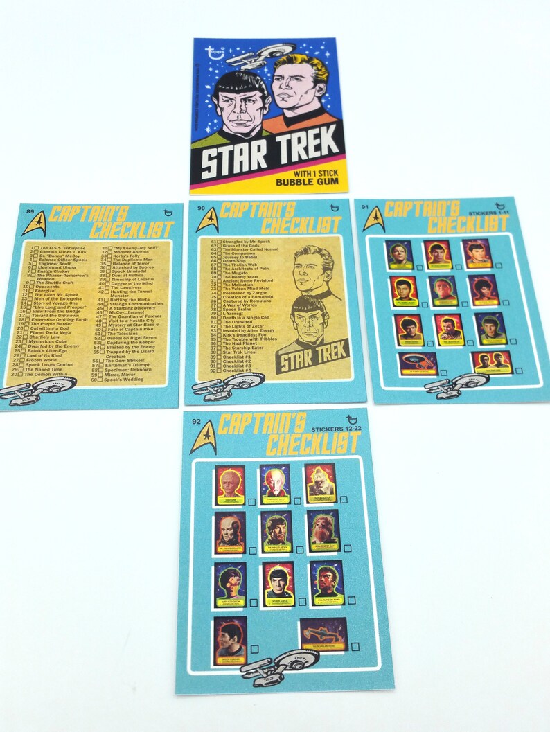1976 Star Trek Custom Checklist Cards - Etsy