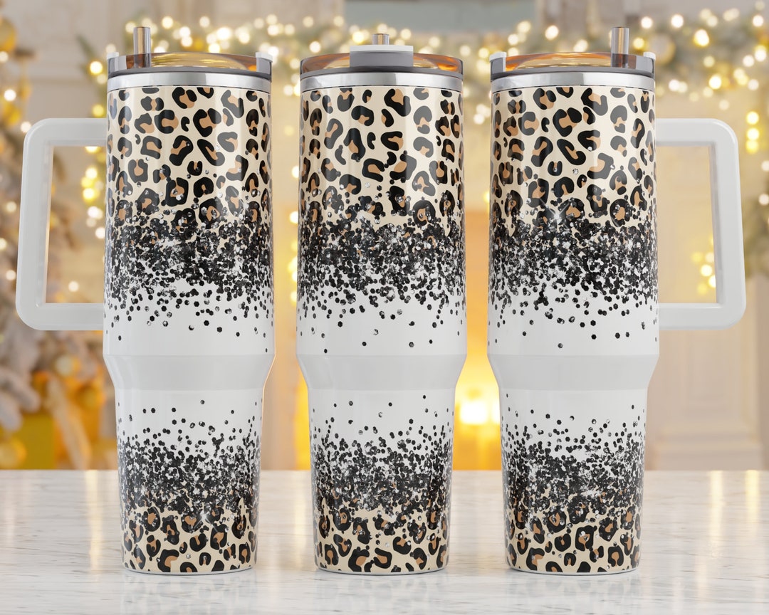 Stanley Style / Leopard Glitter Image / 40oz. Stainless Steel Tumbler ...