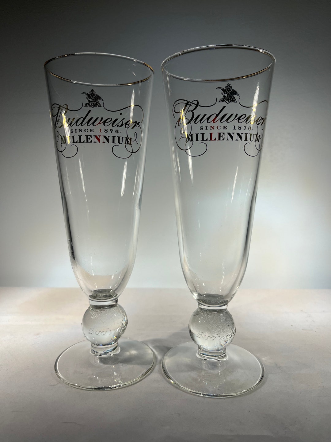 Budweiser Millennium Gold Rimmed Pilsner Beer Glasses 12 Oz. - Etsy