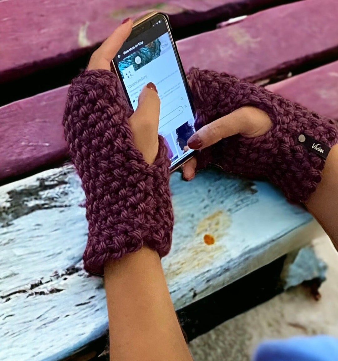 Knit Fingerless Texting Gloves | Hand Warmer Gloves | Fingerless Gloves ...
