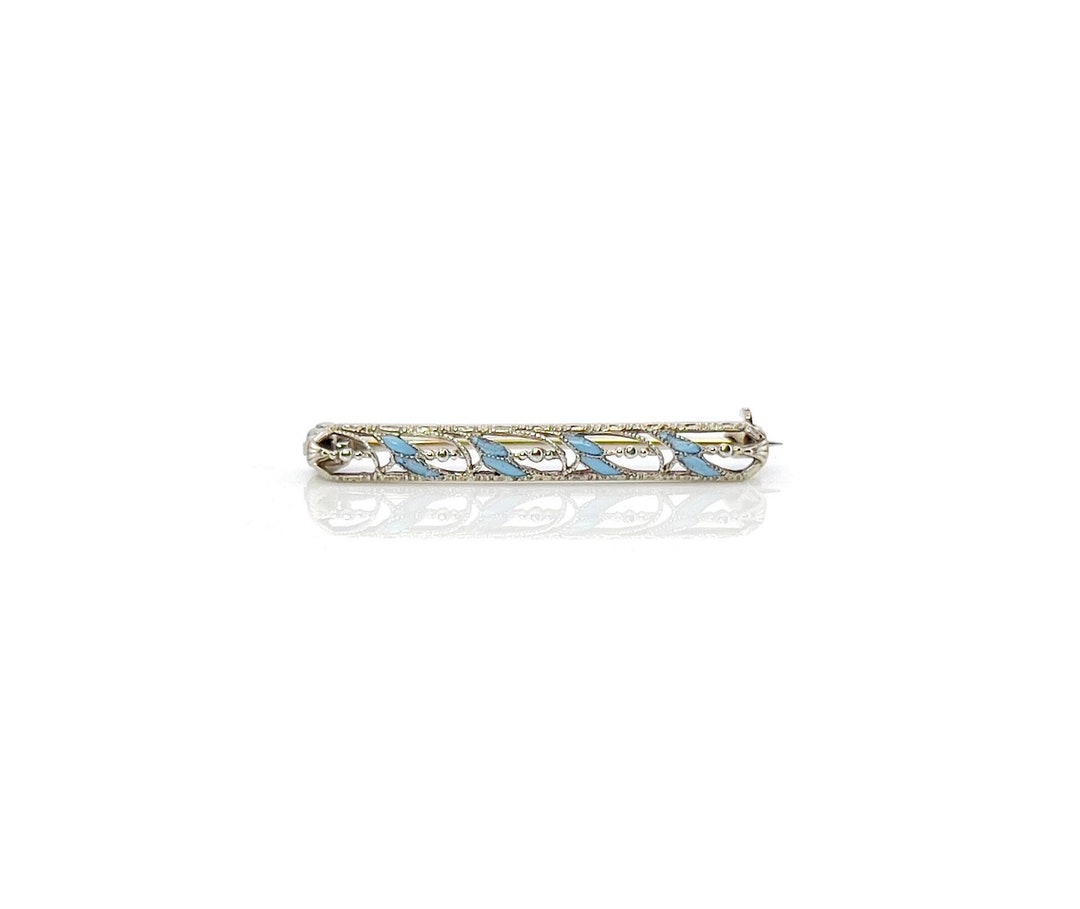 Vintage Blue Enamel & White Gold Lingerie Pin, 14K - Etsy