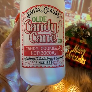 Christmas Beer Can Cup// 18 Oz Frosted Glass// Sublimated Glass ...