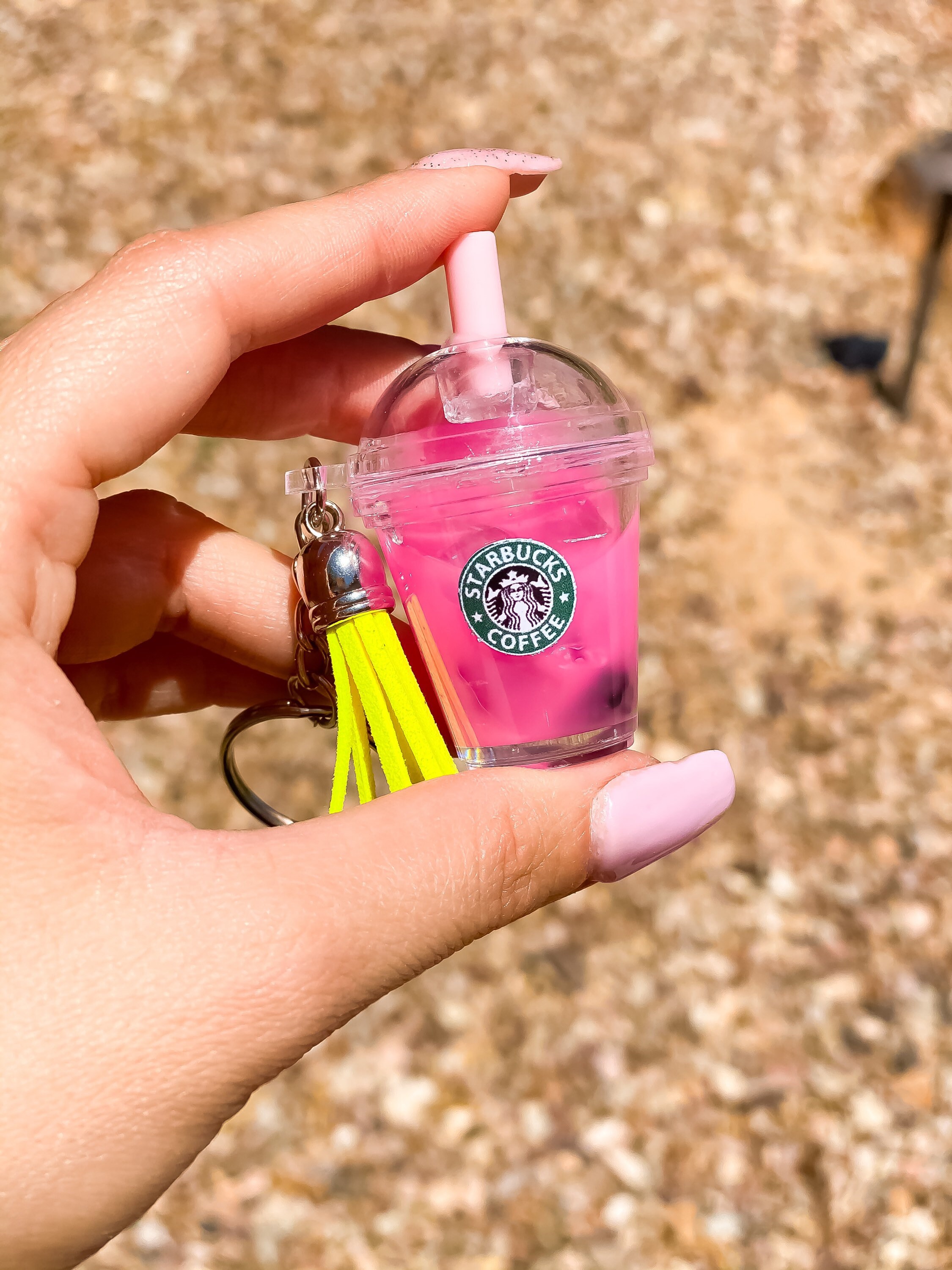 Mini Coffee Keychain //inspired Drink Keychain// Pink Drink - Etsy UK