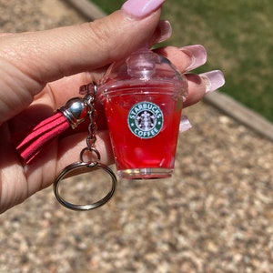 Mini Coffee Keychain //inspired Drink Keychain// Pink Drink Key Chain ...