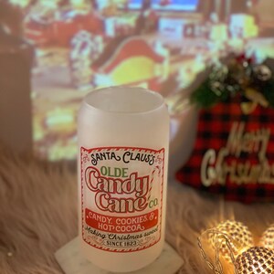 Christmas Beer Can Cup// 18 Oz Frosted Glass// Sublimated Glass ...