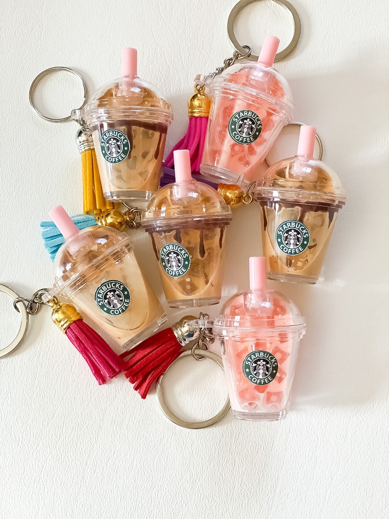 Mini Coffee Keychain //inspired Drink Keychain// Pink Drink - Etsy