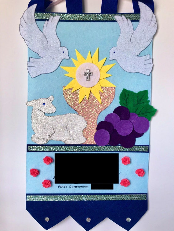 Personalized First Communion Pew Banner Without Rhinestones / | Etsy