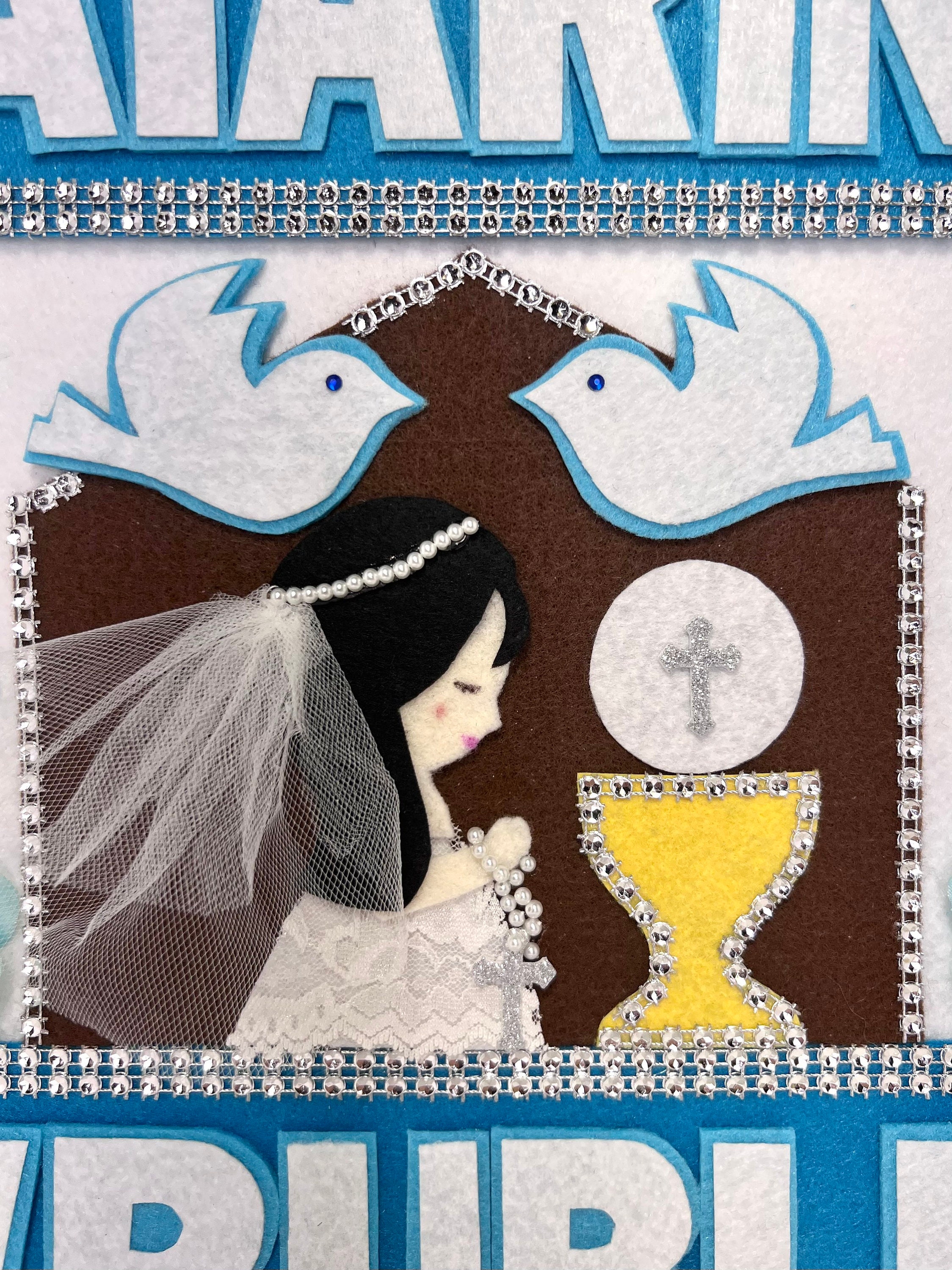 Personalized First Communion Pew Banner 12x12 Size/ Primera Comunión ...