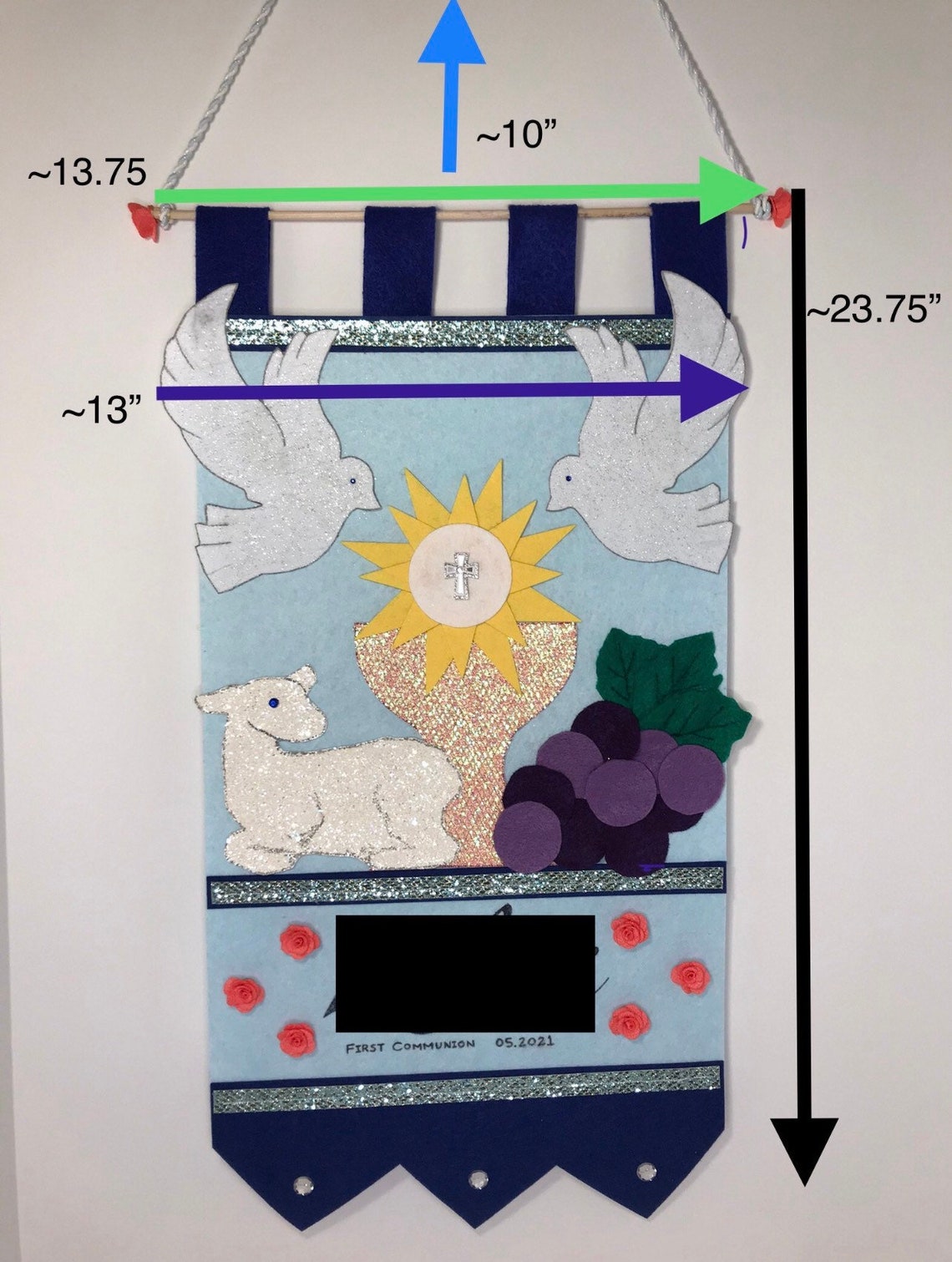 Personalized First Communion Pew Banner With Rhinestones/ Primera ...