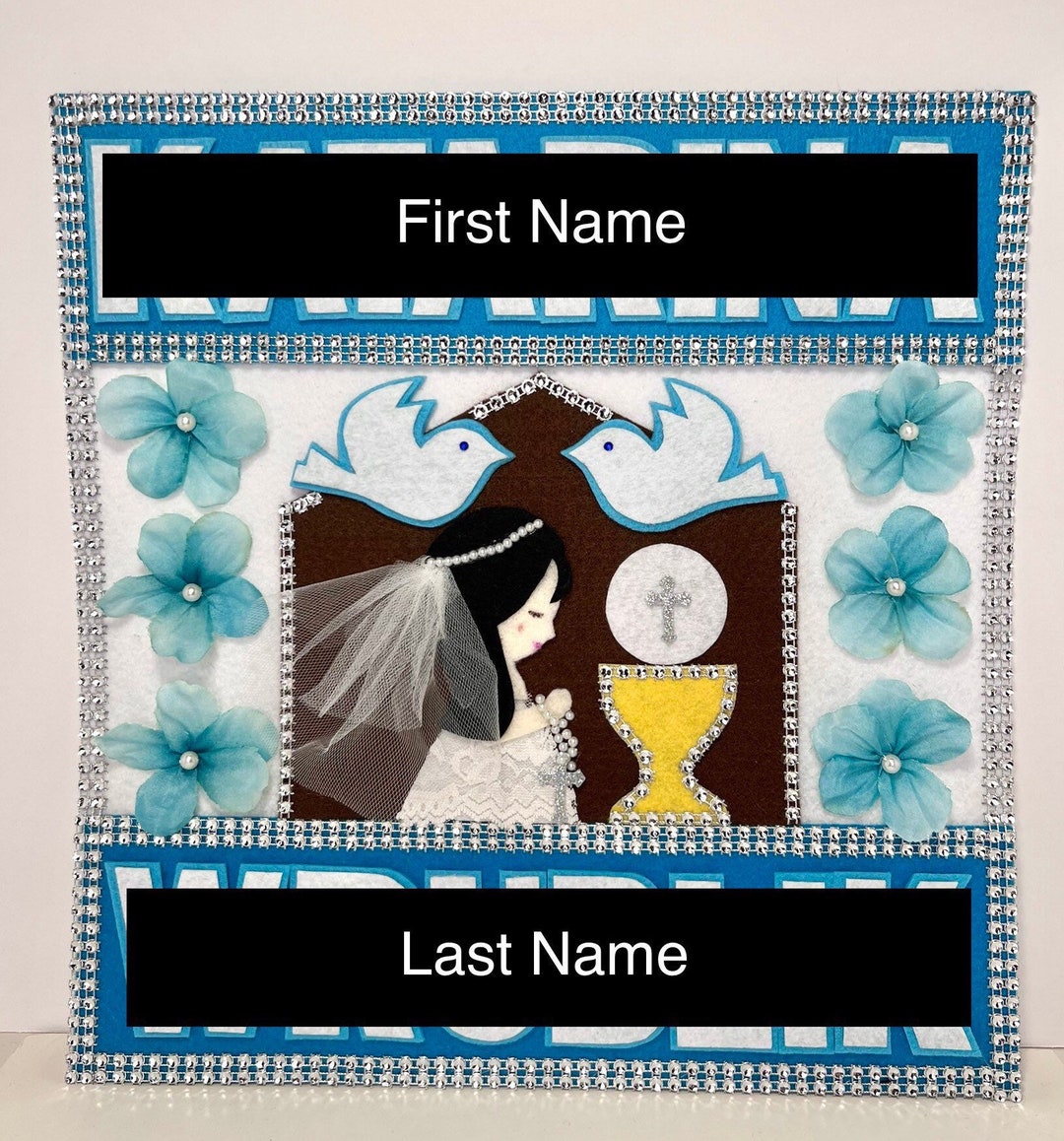 Personalized First Communion Pew Banner 12x12 Size/ Primera Comunión ...