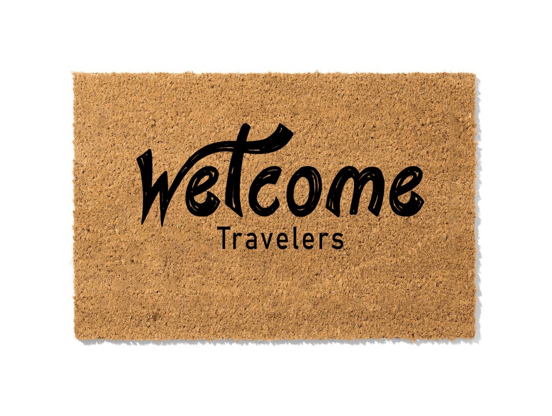 WELCOME TRAVELERS DOORMAT Welcome Custom Doormat Airbnb Doormat Guest ...