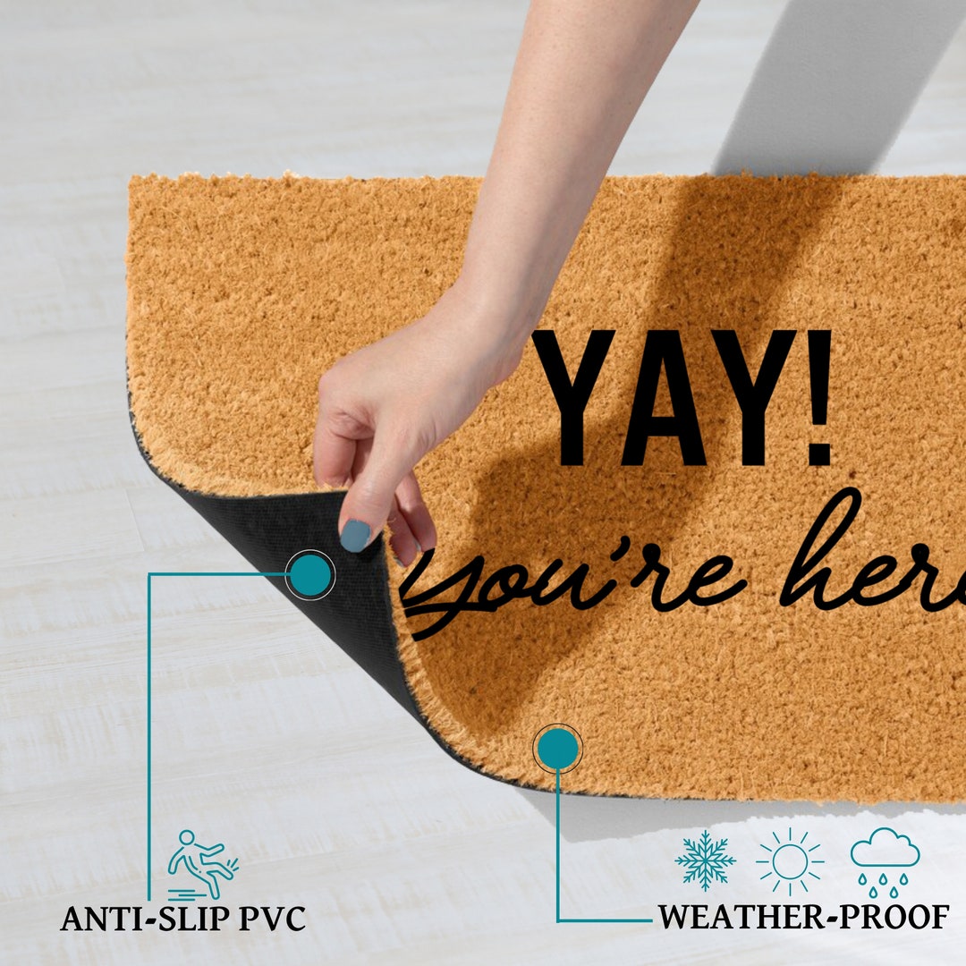 YAY! You Are Here Mat , Personalized Doormat, Custom Handmade Mat ...