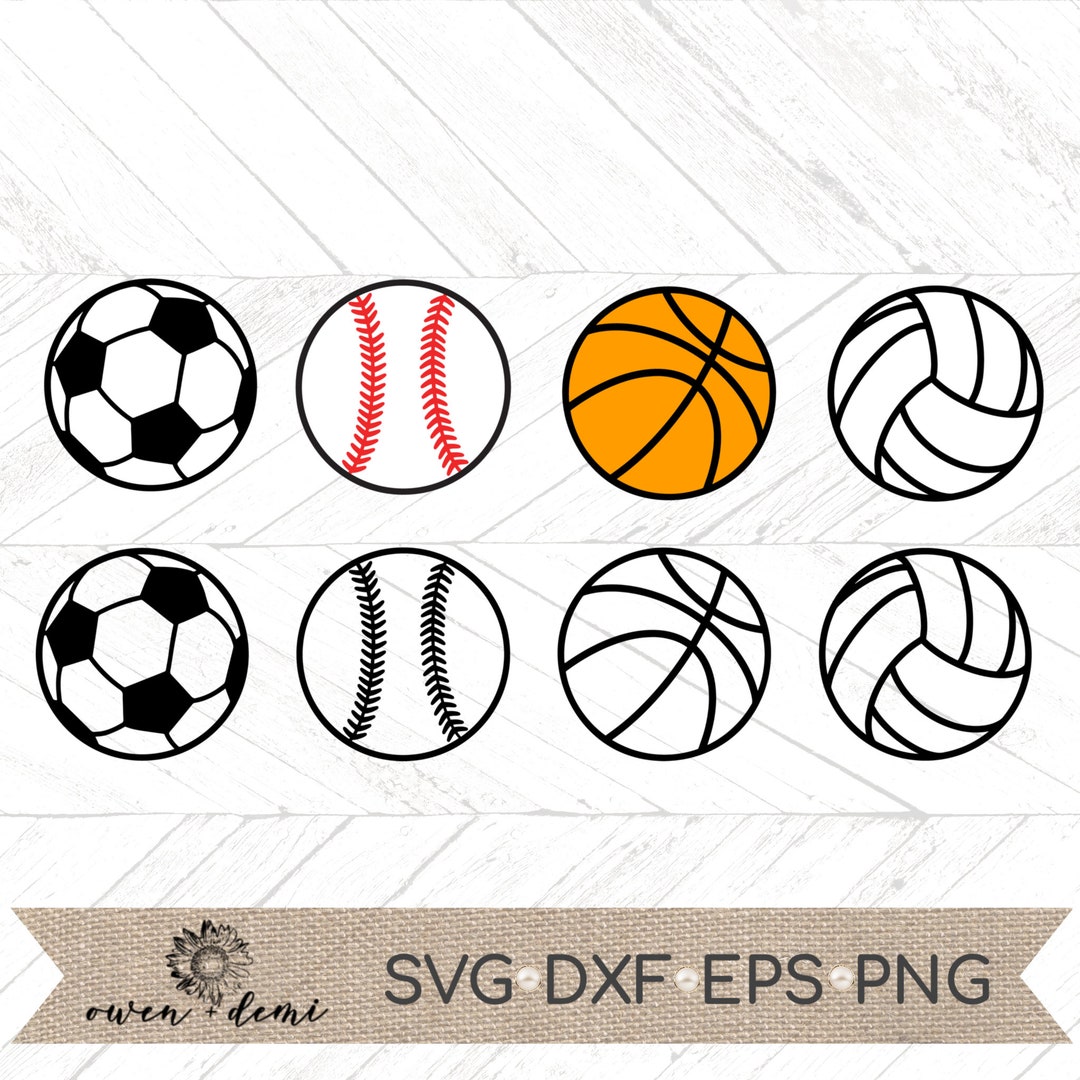 Sport Ball Bundle Svg Soccer Svg Baseball Svg Volleyball - Etsy