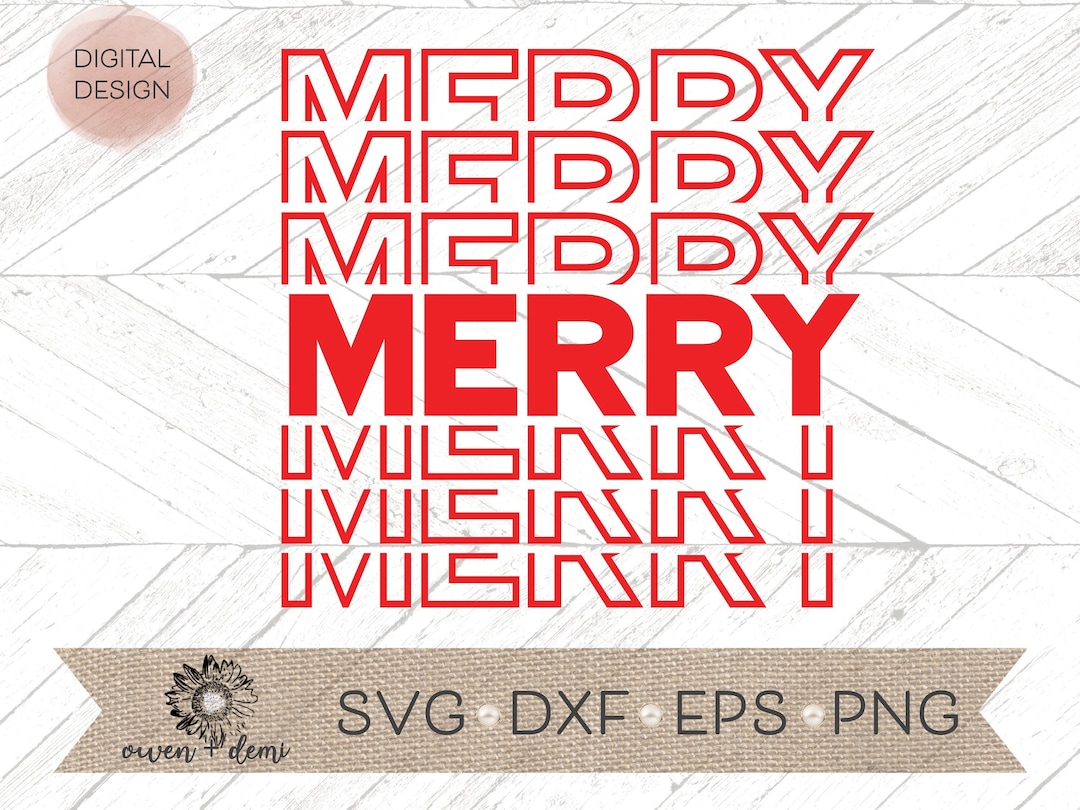 Merry SVG Mirrored Christmas Svg Christmas Svg for Cricut - Etsy