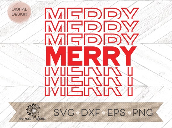 Merry SVG Mirrored Christmas Svg Christmas Svg for Cricut | Etsy