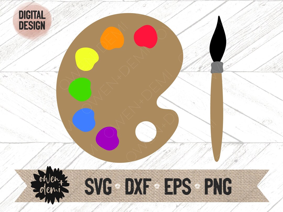 Paint Palette SVG Colorful Paint Palette Clip Art Paint Brush Svg for ...