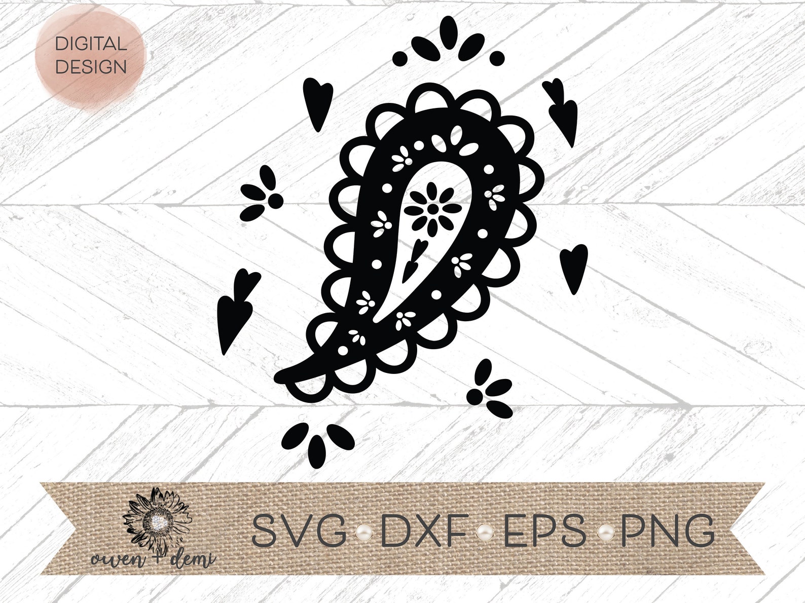 Paisley Bundle Svg Flower Paisley Svg Heart Paisley Svg | Etsy